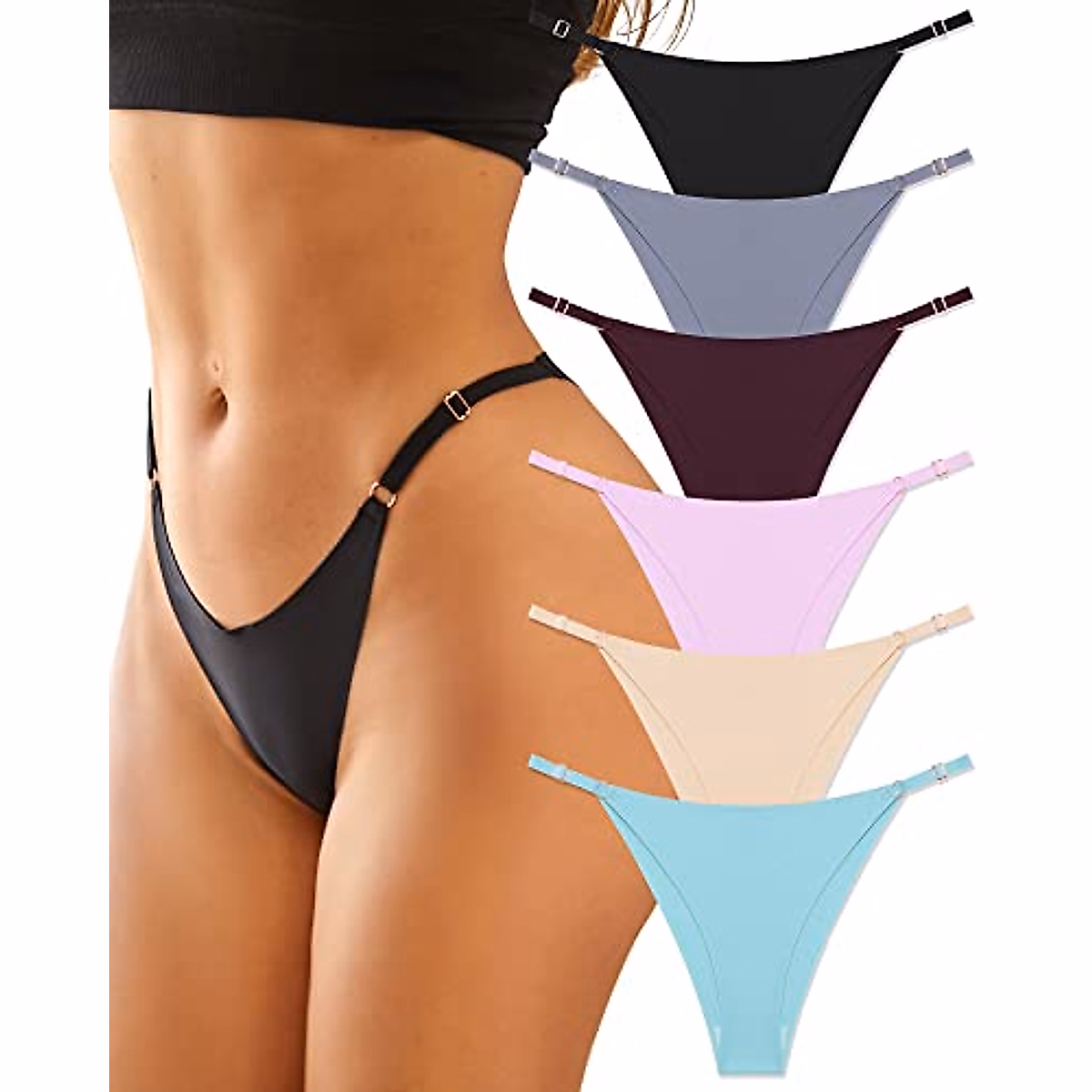 Which is Adjustable Seamless Underwear for Women Panties Sexy Underwear No Show High Cut Cheeky Panties 6 Pack XS-L