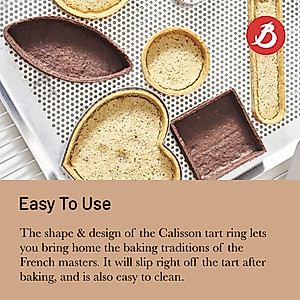 de Buyer Perforated Calisson Tart Ring - 10” x 4.3” - Perfect for Baking Beautifully Crisp Tarts - Easy to Use & Clean - Made in France