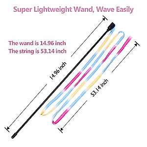 MintCat 3 PCS Interactive Cat String Toy Colorful, Cat Toys Wand Rainbow Cat Ribbon Toy, Feather Kitty Kitten Toys Cat Teaser Wand Toy, Charmer Stick for Indoor Cats Kittens