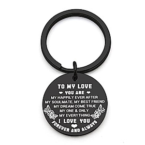 Gift Keychains for Boyfriend Husband Fiance - Wife Girlfriend Gifts for Valantines Day Birthday Anniversary Present for Hubby Wifey BF GF Vday Gifts for Him Her To My Love Black Keychain