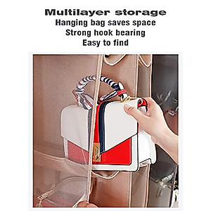 AARAINBOW 2 Pcs Hanging Handbag Organizer 6 Pockets Wardrobe Purse Hanger Closet Space Saving Purse Organizers Breathable Handbag Storage Organizer, Washable, 37 L x 13.8W (Gray+Green)