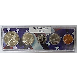 2014-5 Coin Birth Year Set in American Flag Holder Collection Seller Uncirculated