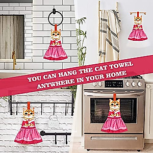 AGRIMONY Cat Funny Hand Towels for Bathroom Kitchen - Cute Decorative Fairy Tale Cat Decor Hanging Washcloths Towels Super Absorbent Soft-Housewarming Gift for Cat Lovers - Orange