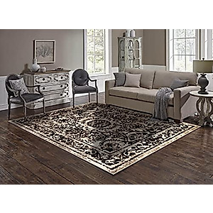 L'Baiet Emilia Black Beige Oriental Floral Pattern Traditional Classic Indoor 8' x 10' Area Rug