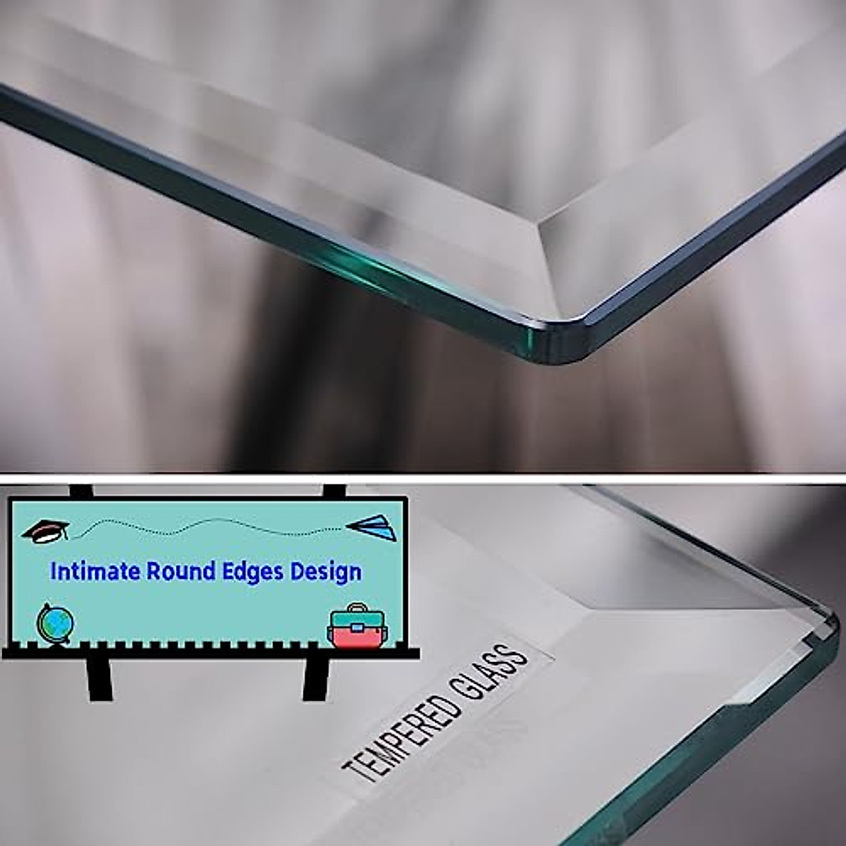 Anewsun Modern Coffee Table, Clear Glass Living Room Coffee Table with Silver Geometric Base