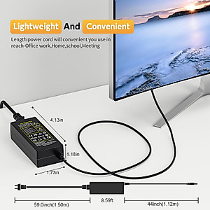 19V Power Cord for Samsung TV 32" UN32J4000, UN32J4000AF, UN32J400DAF, UN32J400DAFXZA, UN32J5205, UN32J5205AF, UN32J5205AFXZA, UN32J5003, UN32J5003AF; Model A4819-FDY, BN44-00835A Power Supply Cord