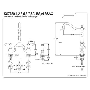 Kingston Brass KS7750ALBS English Country Bridge Kitchen Faucet, Matte Black 8 x 8.25 x 14.5