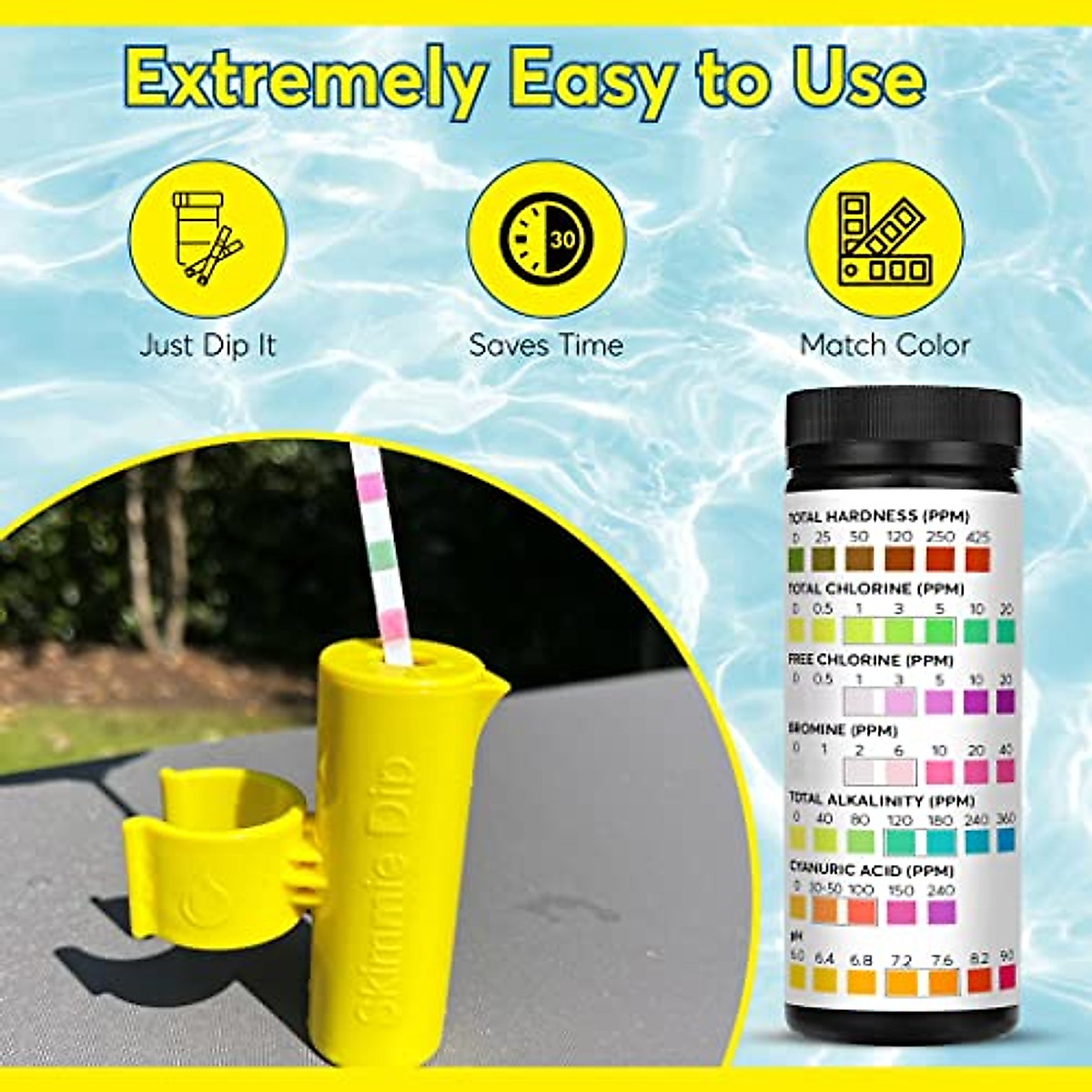 Skimmie Dip - The Convenient Pool Water Testing Attachment for The Skimmie Pole or Standard Size Pool Pole - Easy and Efficient Water Sample Collection and Testing