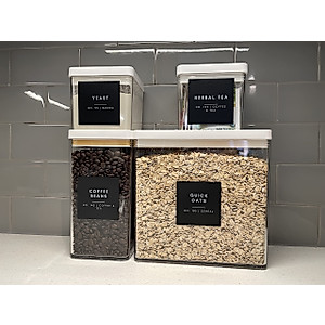 240 Black Minimalist Paper Pantry Labels | 2 1/2 x 2 1/2 inches | Waterproof Vinyl | for Plastic, Metal, Stainless Steel & Glass Containers | Strong Adhering, Removable