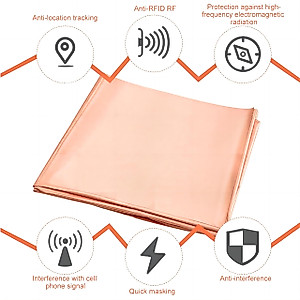 PAOBTEIY Copper EMF Protection Fabric Shielding RF & LF Electromagnetic Fields Anti Radiation Fabric Blocking (2, Gold, 39"x43")