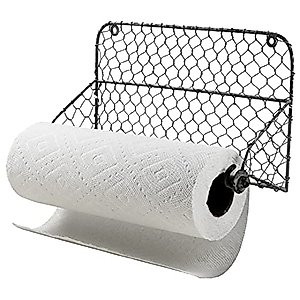 Tribello Farmhouse Wall Paper Towel Holder Chicken Wire Wall Decor Galvanized Metal Finish