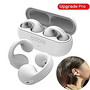 Wireless Bluetooth Earphones TWS Ear Hook Headset Sport Earbuds Upgrade Pro for Ambie Sound Earcuffs 1:1 Earring (Black)