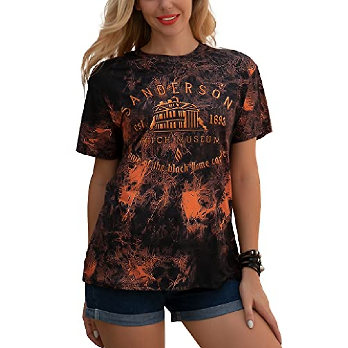 Halloween T Shirt Women Sanderson Sisters Bed and Breakfast Graphic Letter Print O Neck T-Shirt Witch Hocus Pocus Tees Top Museum Casual Short Sleeve