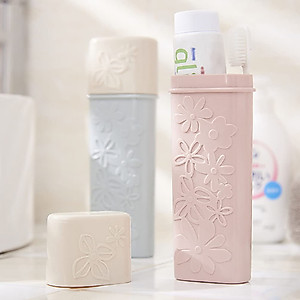 Bathroom Carved Portable Toothpaste Case Travel Toothbrush Holder Protective Holder Case for Hiking CampingPractical (Blue)