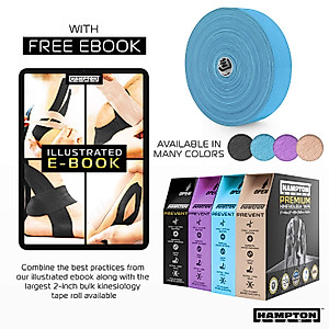 (135 Feet) Bulk Kinesiology Tape Waterproof Roll Sports Therapy Support for Knee, Muscle, Wrist, Shoulder, Back / Original Uncut Premium Therapeutic Elastic & Hypoallergenic Cotton - (Blue)