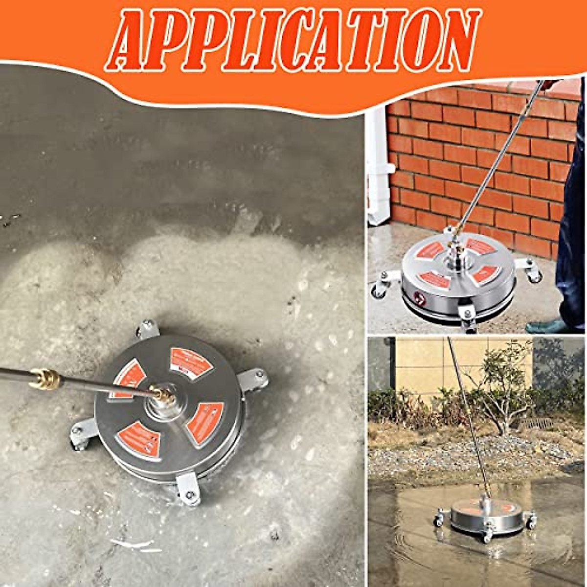 M MINGLE 14'' Pressure Washer Surface Cleaner Attachment, Driveway Power Washer Accessory with 2 Extension Wand, 1/4" Quick Connect, 4000 PSI