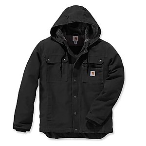Carhartt Mens Relaxed Fit Washed Duck Sherpa-lined Jacket Work Utility Outerwear, Black, Large US