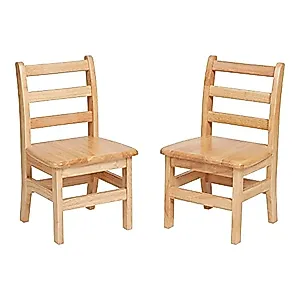ECR4Kids Three Rung Ladderback Chair, 12in Seat Height , Classroom Seating, Natural, 2-Pack
