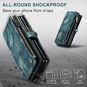 Defencase Wallet Case Compatible with Samsung Galaxy Z Fold 4 with Card Holder PU Leather Magnetic Snap Flip Zipper Strap Phone Case Fit for Galaxy Z Fold 4, Fashion Blue