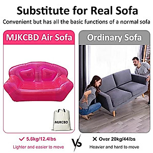 AMZHQB Inflatable Couch Chair Pink Blow Up Couch for Aldult, Luxury Double Air Sofa for Outdoor, Camping, Beach, Home, Courtyard, Lawn, Durable Waterproof