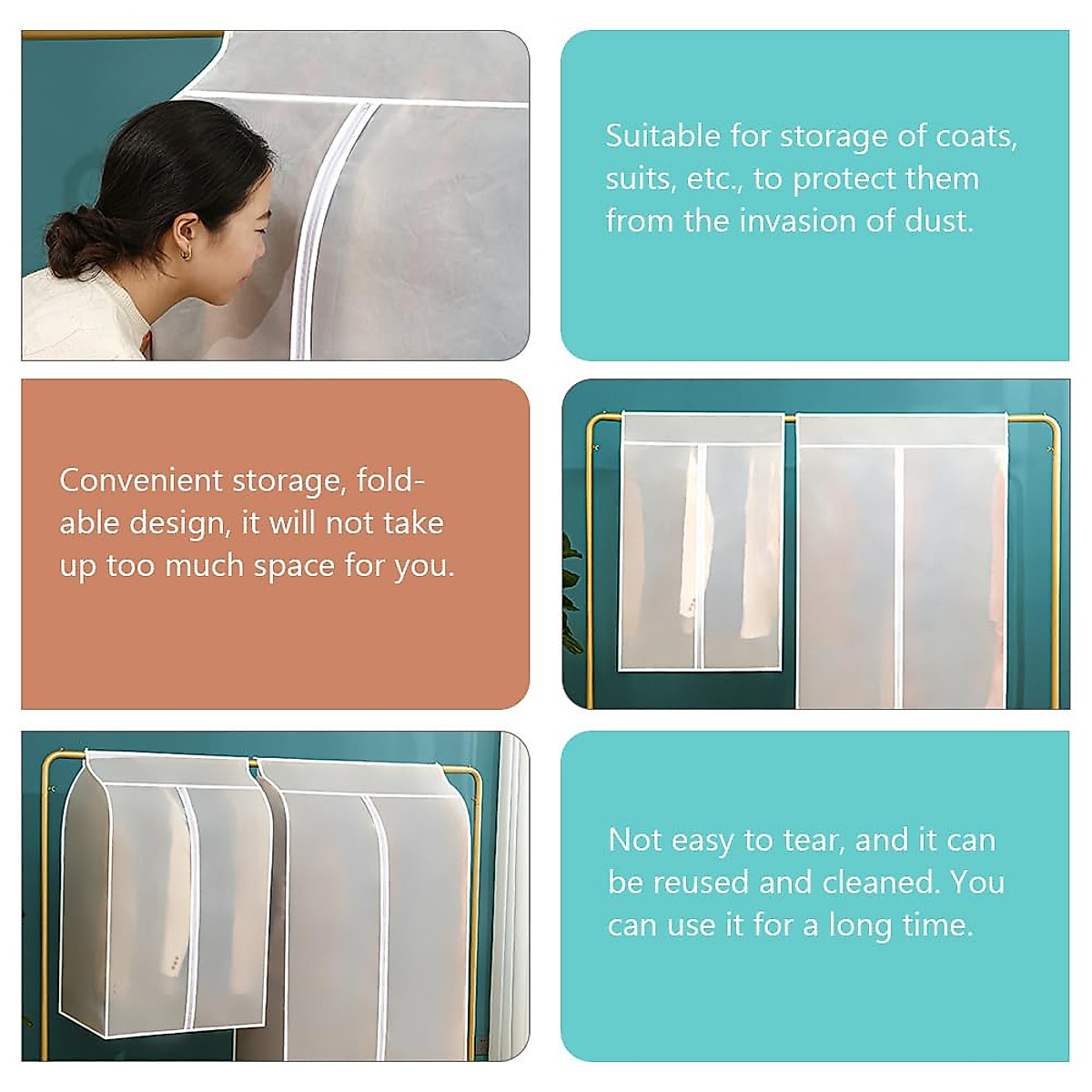 Garneck Hanging Garment Bags for Closet Storage 35.4 '' Large Closet Style Garment Cover Clear Bottom Enclosed Garment Rack Cover for Suit Coat Dress Fur Shirts