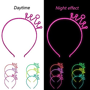 Suyegirl 6 Pcs Glow Dark Headbands Women for Party, Crown Headbands For Girls, Halloween Hair Accessories for Women,Hair Hoop Tiara for Party Cosplay