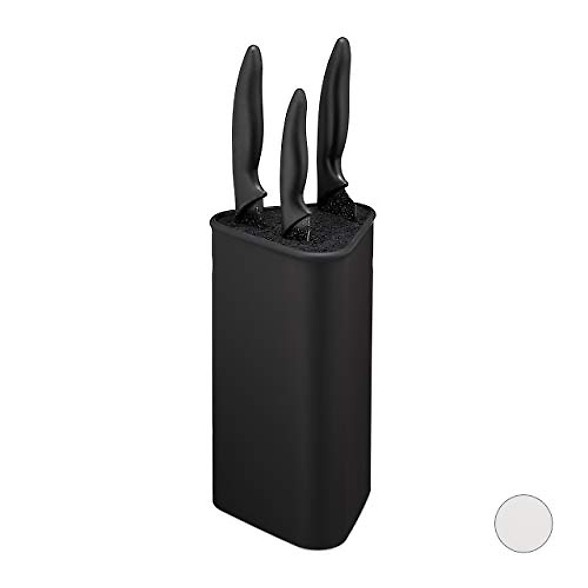 Relaxdays Plastic Block, Knife Holder with Bristle Insert, unequipped, H x W x D: 22.5 x 13.5 x 12.5 cm, Black