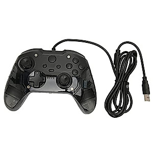 Gamepad Joystick, Wired Controller No Latency Dual Vibration Transparent Shell for PC