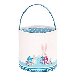 LessMo Easter Basket Easter Bunny Basket, Cute Fluffy Bag with Foldable Ears, Plush Rabbit Tote Bags for Easter Egg Hunts Decorations Candy Gifts Storage