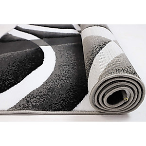 Glory Rugs Modern Large Area Rug 8x10 Gray Swirls Carpet Bedroom Living Room Contemporary Dining Accent Sevilla 4816