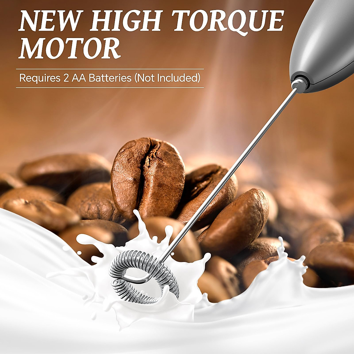 SIMPLETaste Milk Frother Handheld Battery Operated Electric Foam Maker, Drink Mixer with Stainless Steel Whisk for Cappuccino, Bulletproof Coffee, Latte