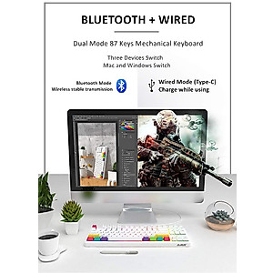 FIRSTBLOOD ONLY GAME. K870T 80% Bluetooth/Wired Dual Mode Mechanical Keyboard, 87 Keys Compact Computer Keyboard with Red Switch, RGB Backlight