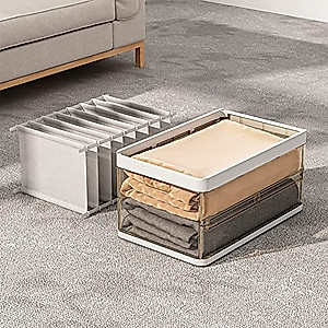 Clothes Drawer Organizer, Wardrobe Clothes Organizer for Folded Clothes, Closet Organizers and Storage for Jeans, T-shirts, Underwear, Thin Blanket, Stackable& Slideable( None Grid+7Grids+9Grids)