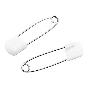 ARTCXC 1Box(100Pcs) White 55mm/ 2.2 Inch Safety Pins Plastic Head Stainless Steel Diaper Pins Safety Locking Cloth Diaper Nappy Pins