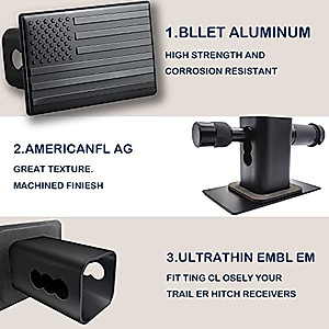 Trailer Hitch Cover Black American Flag Emblem Guard Locking Pin for 2" Inch Tow Rear Receivers Plug Covers Suitable for Trucks Cars SUV