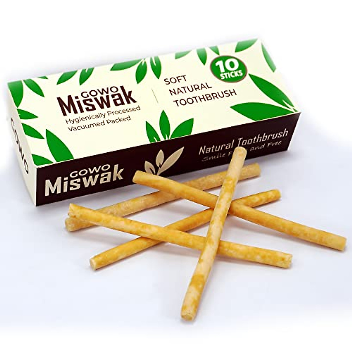 GOWO (10 Pack) Miswak Sticks Without Holders - Natural Teeth Whitening Kit - Natural Toothbrush - No Toothpaste Needed - Herbal Teeth Whitener and Breath Freshener - (Includes 10 Sticks Only)