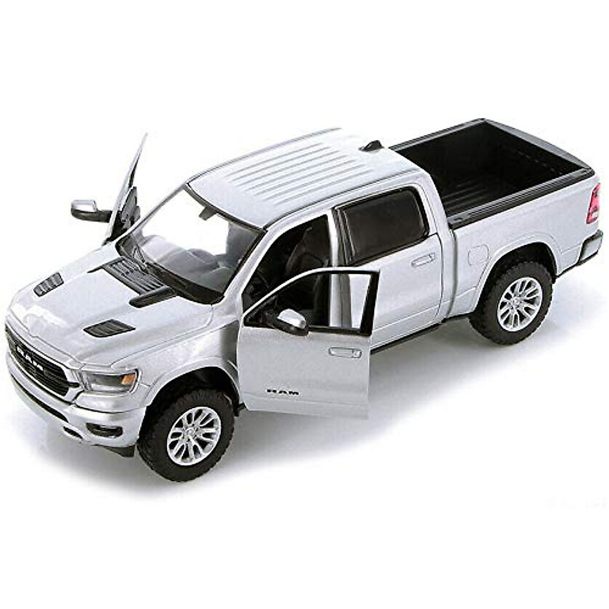 2019 RAM 1500 Laramie Crew Cab Pickup Truck Silver 1/24 Diecast Model Car by Motormax 79357