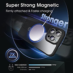 CASEKOO Magnetic Clear Designed for iPhone 14 Pro Case with Invisible Stand [Compatible with MagSafe] [Non Yellowing] Shockproof Protective for Women Men Phone Case 6.1 Inch 2022, Black