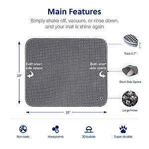 WePet Cat Litter Mat, Kitty Litter Trapping Mat, Honeycomb Double Layer Mats, No Phthalate, Urine Waterproof, Easy Clean, Scatter Control, Catcher Litter Tray Box Rug Carpet