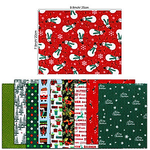 Konsait 10 Pieces 8x10'' Random Christmas Fabric Multi-Color Fabric Patchwork Cotton Mixed Squares Bundle Sewing Quilting Craft, Craft Fabric Bundle Squares Patchwork DIY Sewing Scrapbooking Quilting