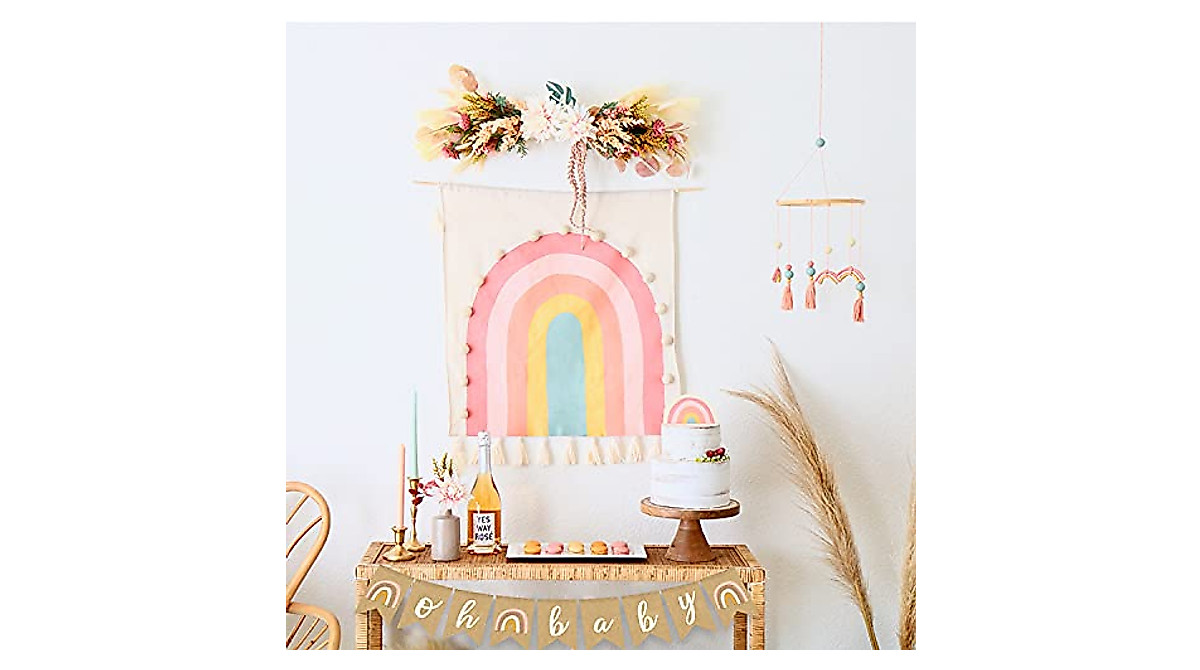Boho Rainbow Baby Shower Banner - Gender Neutral Nursery Decor