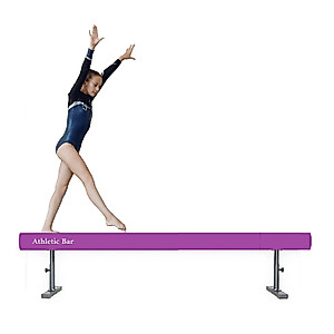 Athletic Bar Expandable Gymnastics Kip Bar 3 in 1 Set with 8 FT Adjustable Balance Tube, 6'x4' Mat for Kids, Horizontal Bar Junior Gymnastic Training Adjustable 3-5 FT Gymnast Asymmetric Bar Blue