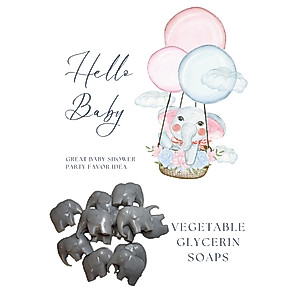 Elephant Soaps for Baby Shower Favors First Birthday Party Goats Milk Honey Scent 20 Pack (gray)