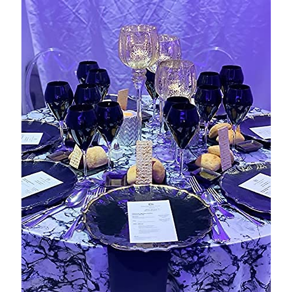 Attractive Durable Stemmed Wine Glasses Set of 6, Lead-Free, Tinted Black Glass with Clear Stem, Quality Drinking Glasses for Red or White Wine. - 15oz Glassware Cups.