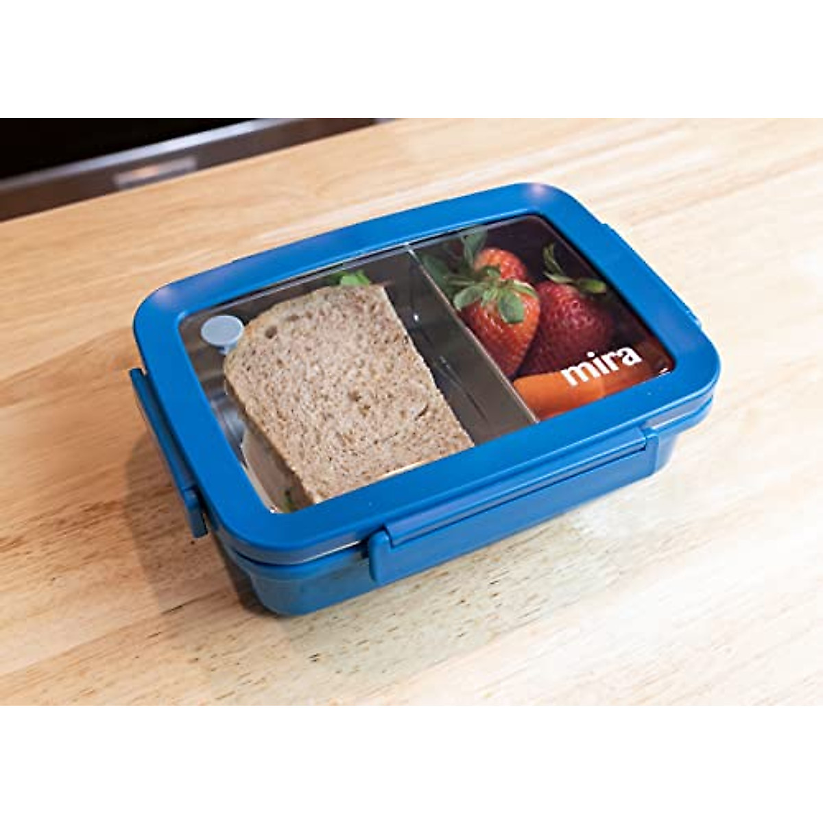Mira 18/8 Stainless Steel Bento Lunch Box with Divider for Sandwich and Sides - Food Container for Adults - Fits in Lunch Box & Backpack, Sherbet