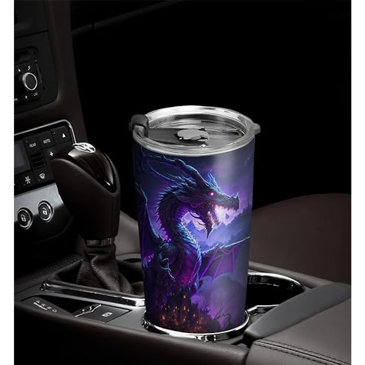 20oz Mythical Dark Dragon Tumbler, Gaming, Gamers Gifts for Dragon Lovers, Coffee Thermos for Men, Stainless Steel Double Wall Vacuum Insulated Coffee Mug, Travel Cup with Lid