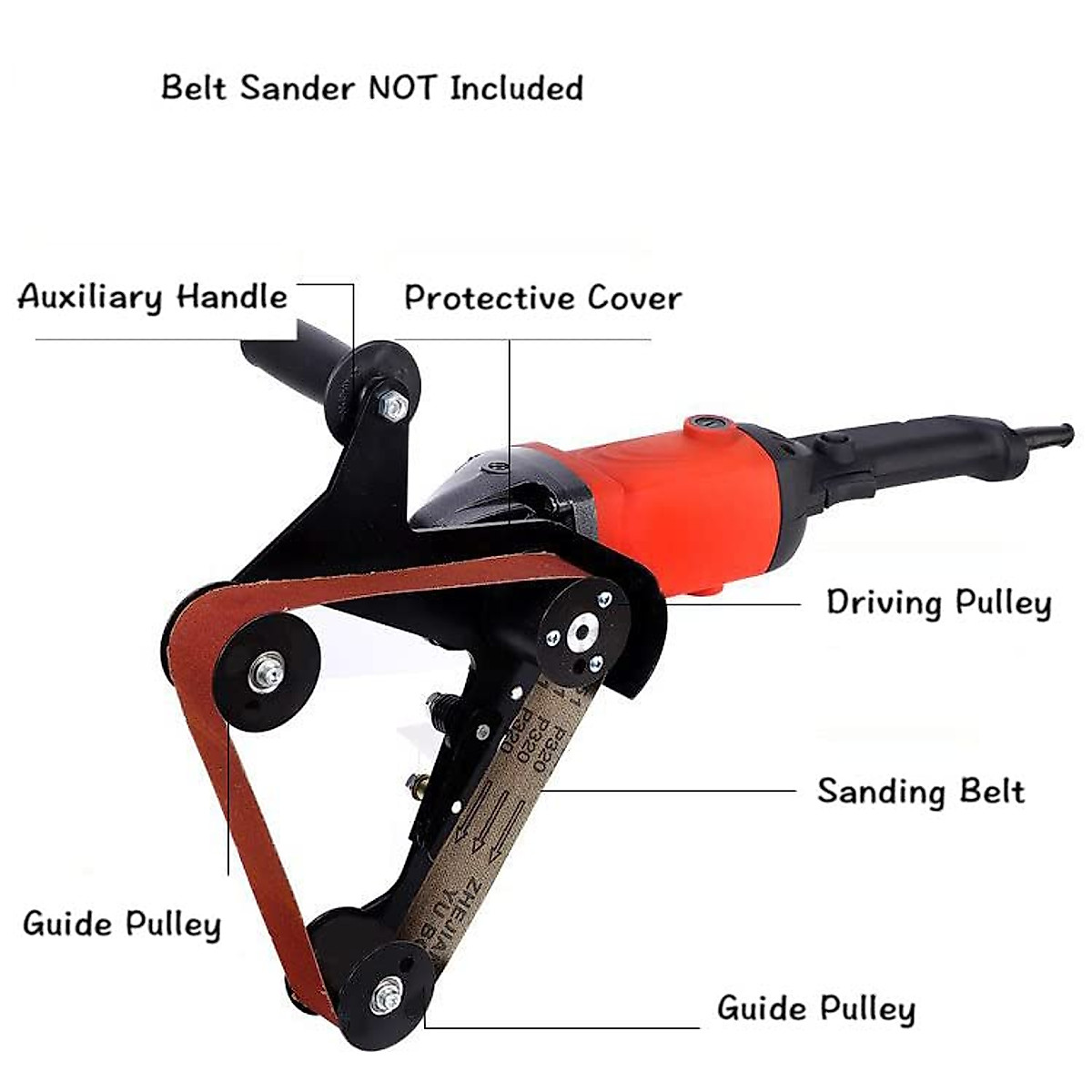 Belt Sander Adapter 5/8-11 UNC for Angle Grinder Attachment Pipe Tube Bracket Accessory Grinder Bearing Sanding Support Tool for Polishing Rust Removal 20-40mm Belt