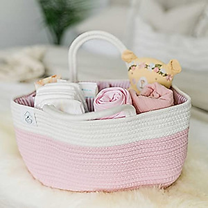 OrganiHaus Pink Diaper Caddy Organizer, Nursery Baskets, Baby Baskets for Storage, Baby Diaper Caddy Organizer for Changing Table, Car Diaper Caddy for Baby Girl and Boy, Baby Shower Basket