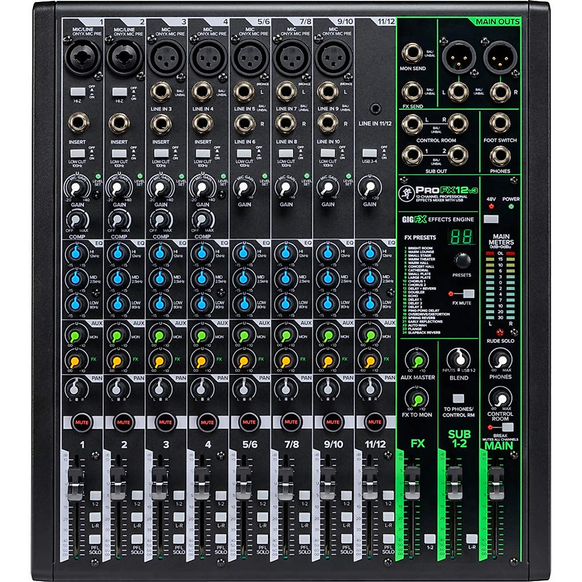 Mackie ProFX12v3 12 Channel Professional Effects Mixer with USB Bundle with Audio-Technica ATH-M20X Professional Monitor Headphones, Deco Gear Microfiber Cleaning Cloth and 1 Year Extended Warranty