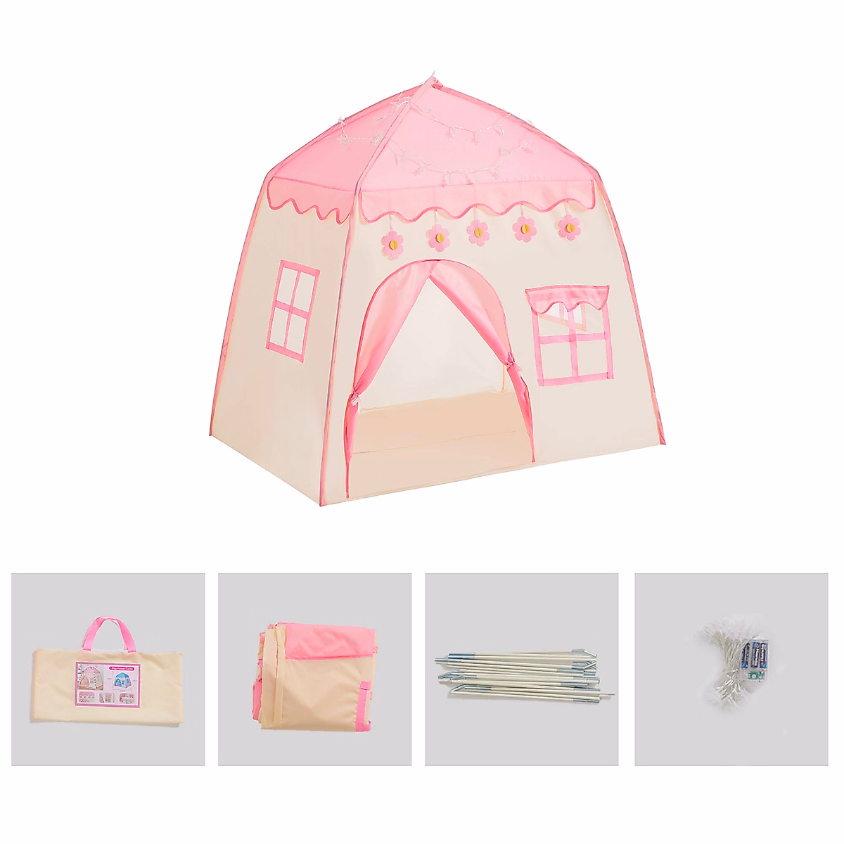 Rettebovon Princess Tent for Girls Girls Play Tent with Star Lights Kids Tents and Playhouses Kids Playhouse Girls Toys Indoor and Outdoor Princess Castle Play Tent for Kids Girls Gift